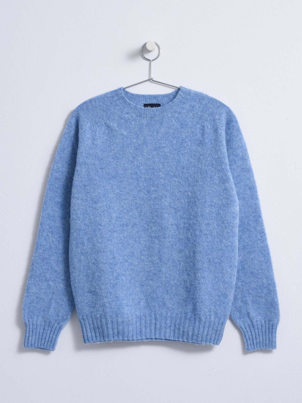 DRAKE'S BRUSHED SHETLAND CREW NECK JUMPER - LIGHT BLUE | Garmentory