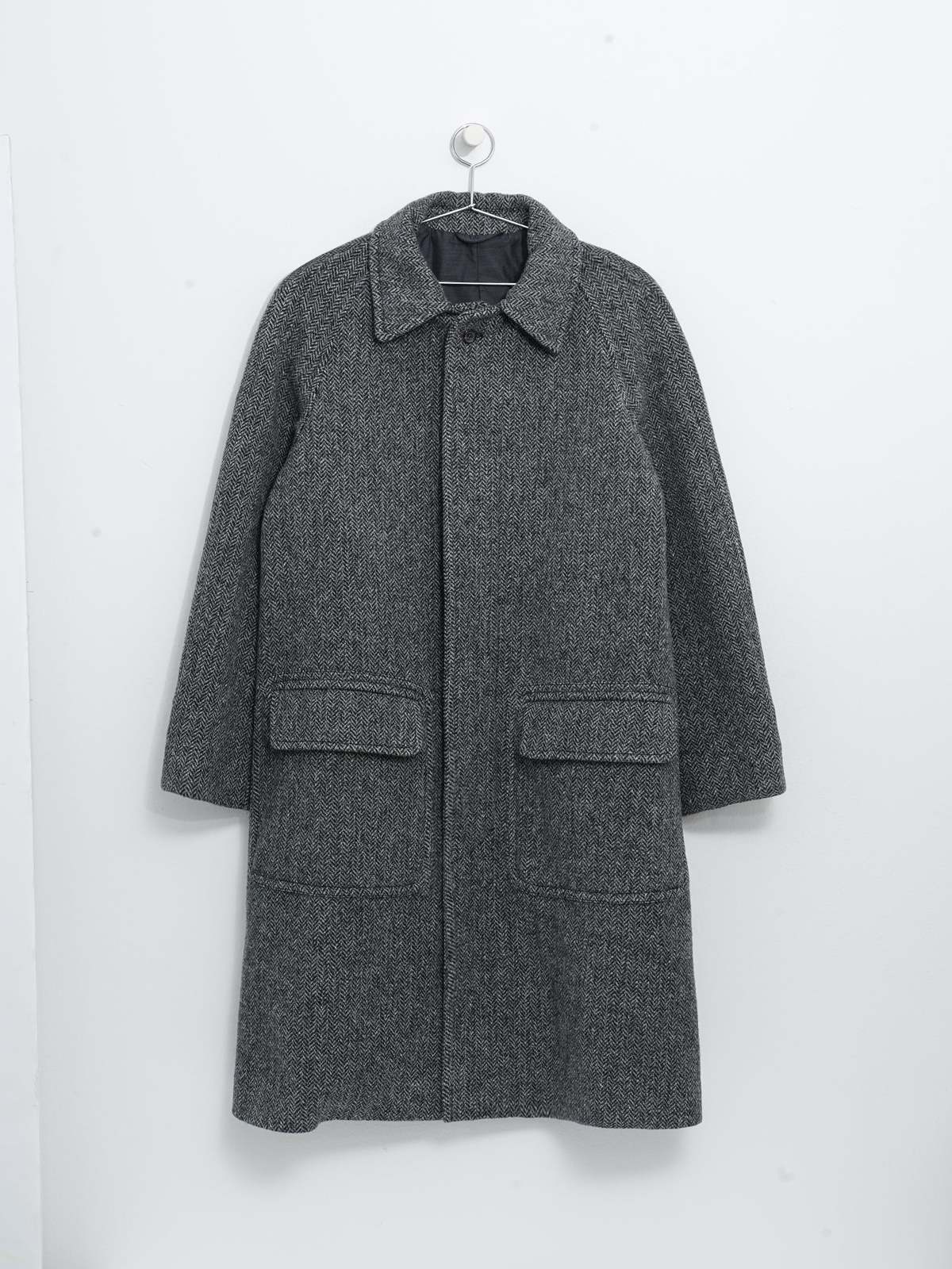 DRAKE'S HERRINGBONE RAGLAN OVERCOAT - GREY/600 | Garmentory