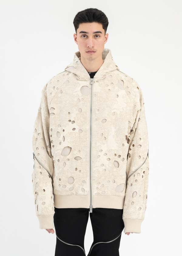 Heliot Emil STONE HOMOGENEOUS ZIP HOODIE - Stone | Garmentory