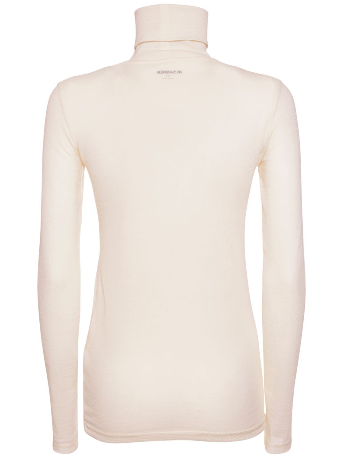 Logo Wool Blend Jersey Turtleneck Top | Garmentory
