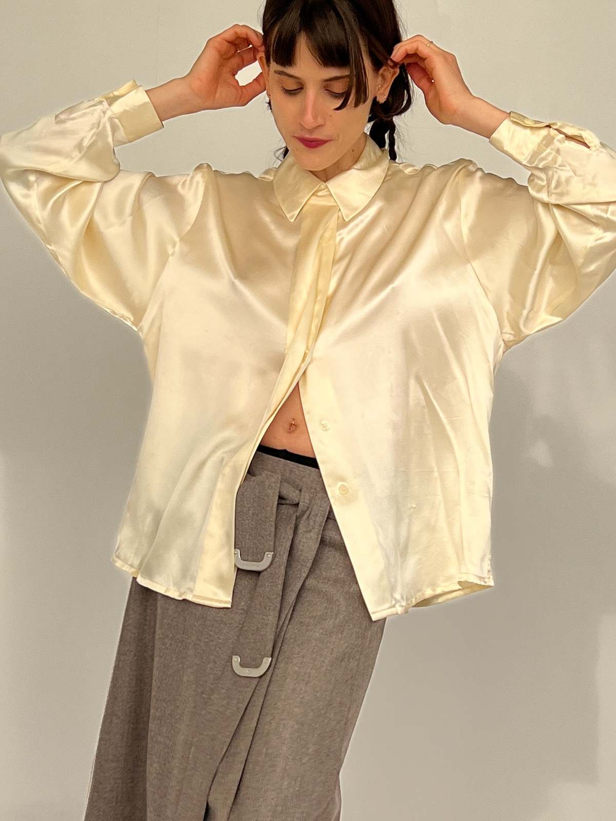 Vintage Banshee Silk Satin Blouse - Cream | Garmentory