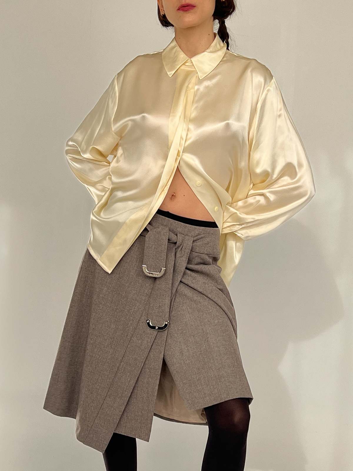Vintage Banshee Silk Satin Blouse Cream Garmentory