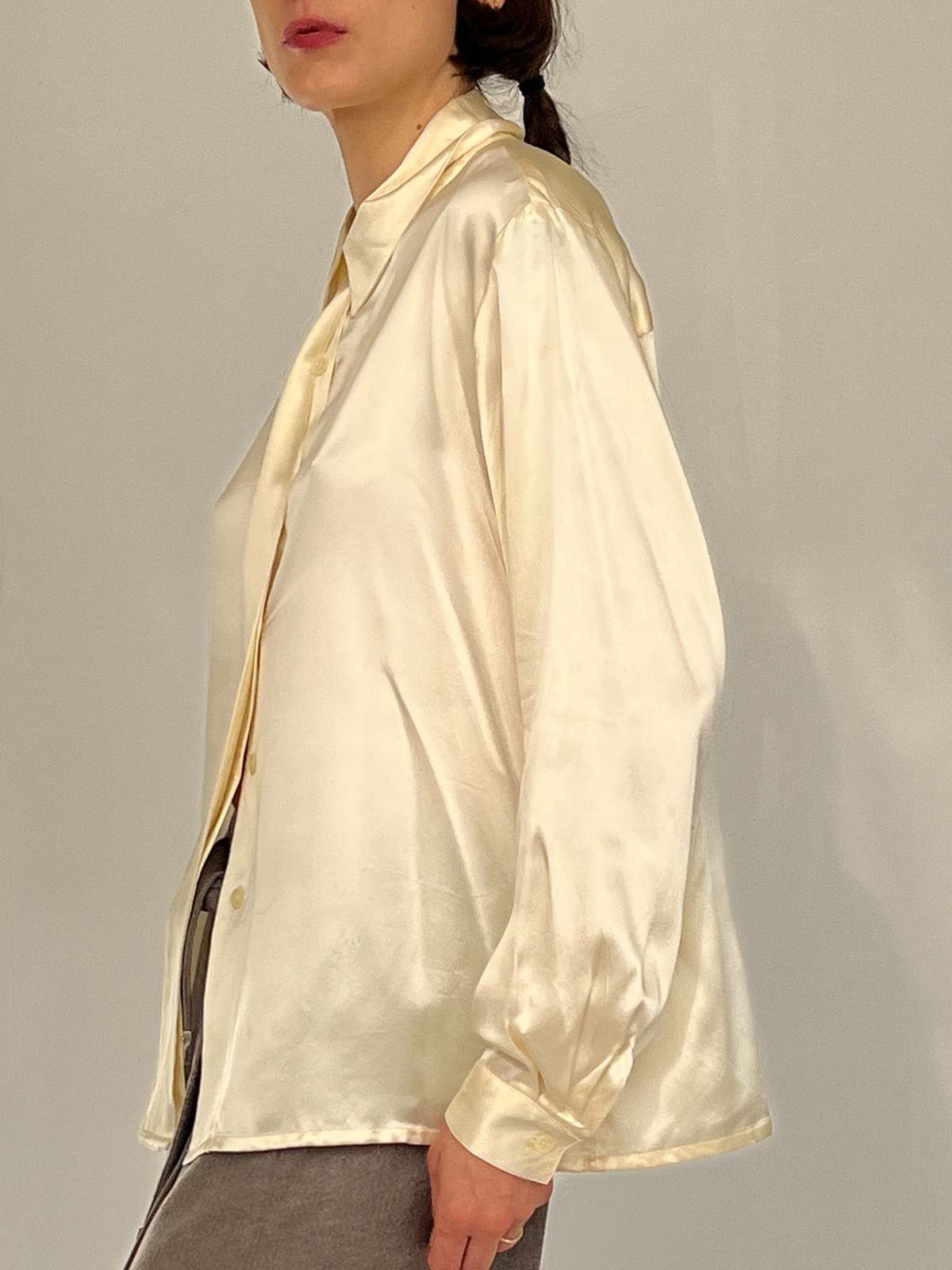 Vintage Banshee Silk Satin Blouse - Cream | Garmentory