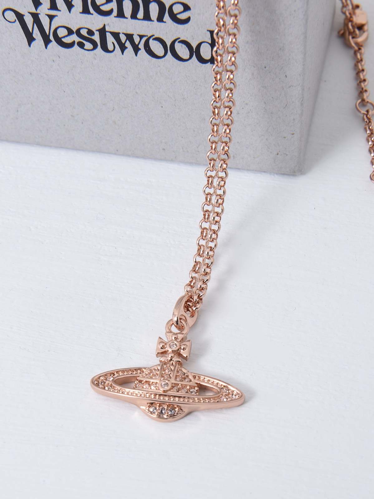 Vivienne Westwood MINI BAS RELIEF PENDANT - PINK/GOLD Silk | Garmentory