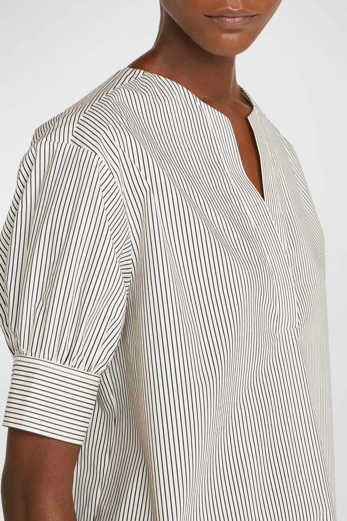 FRAME Denim V Neck Popover Top - Mocha Multi | Garmentory