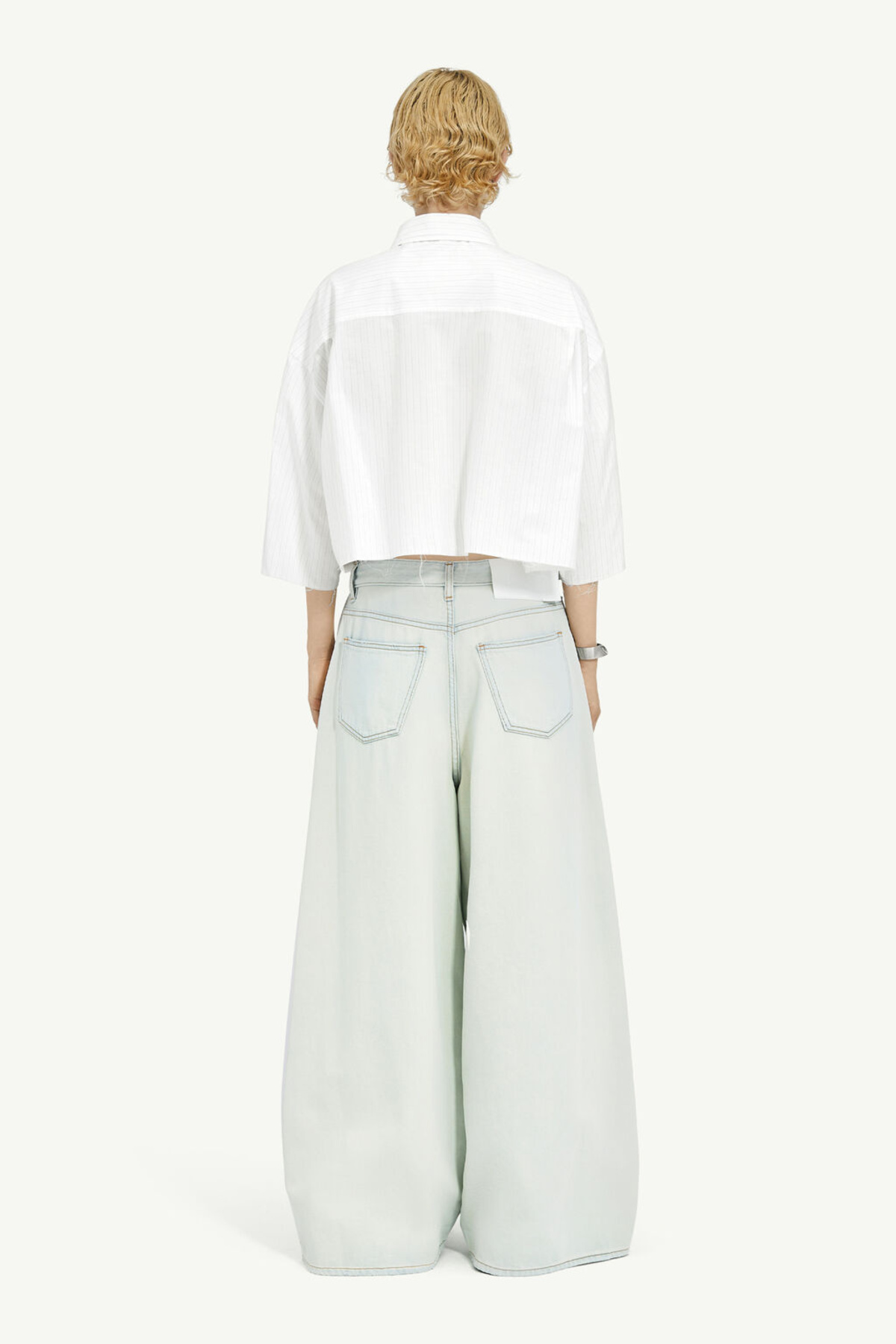 MM6 Maison Margiela Short Sleeved Oversized Cropped Button Up - White ...