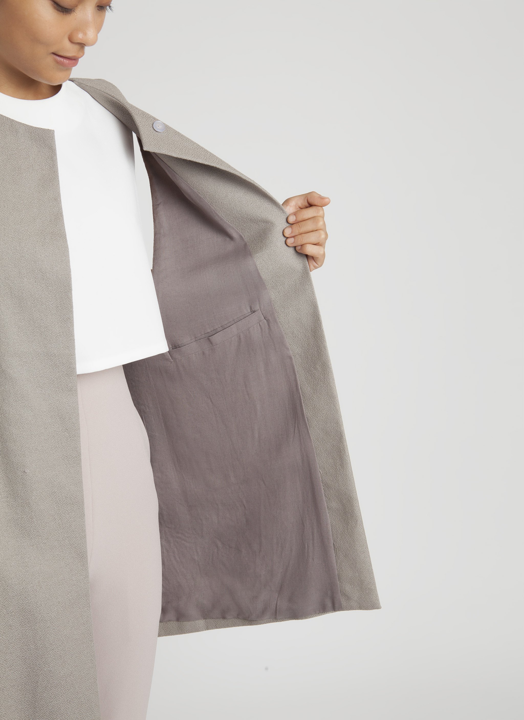 KAAREM Vein Dropped Arm Pocket Vest Jacket - Light Grey | Garmentory