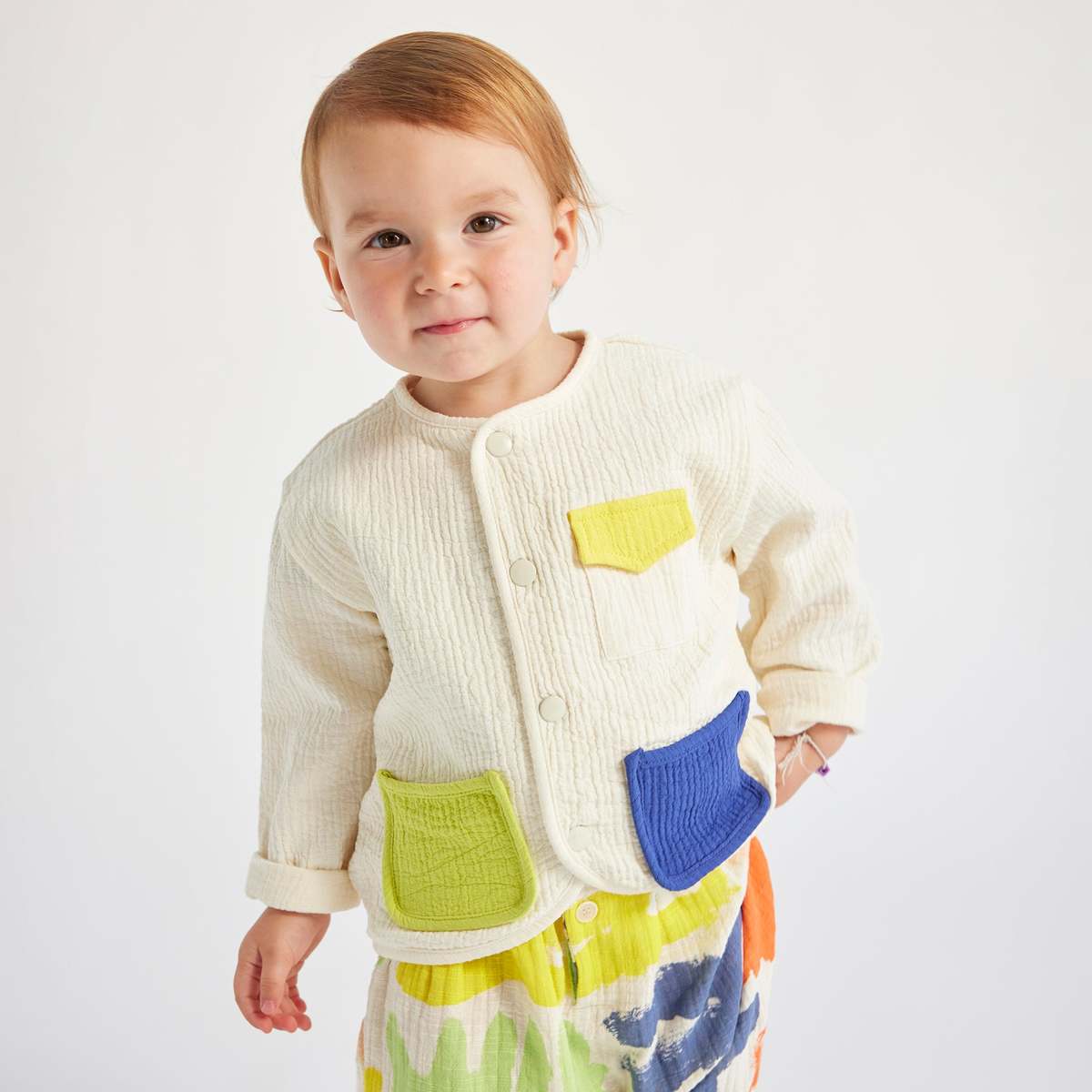 Kids Bobo Choses Baby Colourblock Jacket - Cream | Garmentory