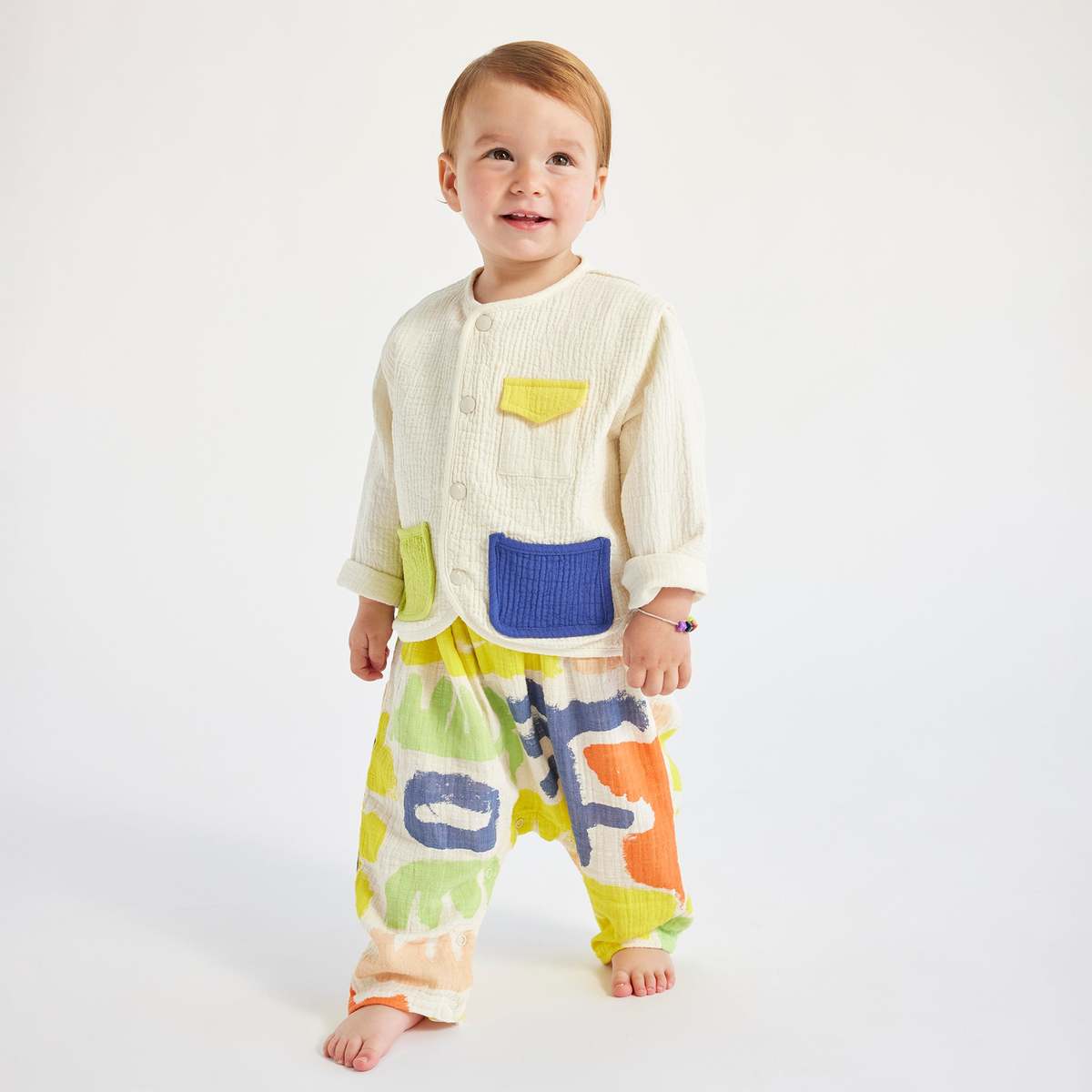 Kids Bobo Choses Baby Colourblock Jacket - Cream | Garmentory