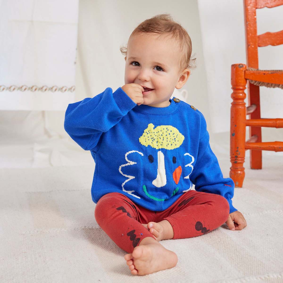 Kids Bobo Choses Baby Happy Mask Sweater - Blue | Garmentory