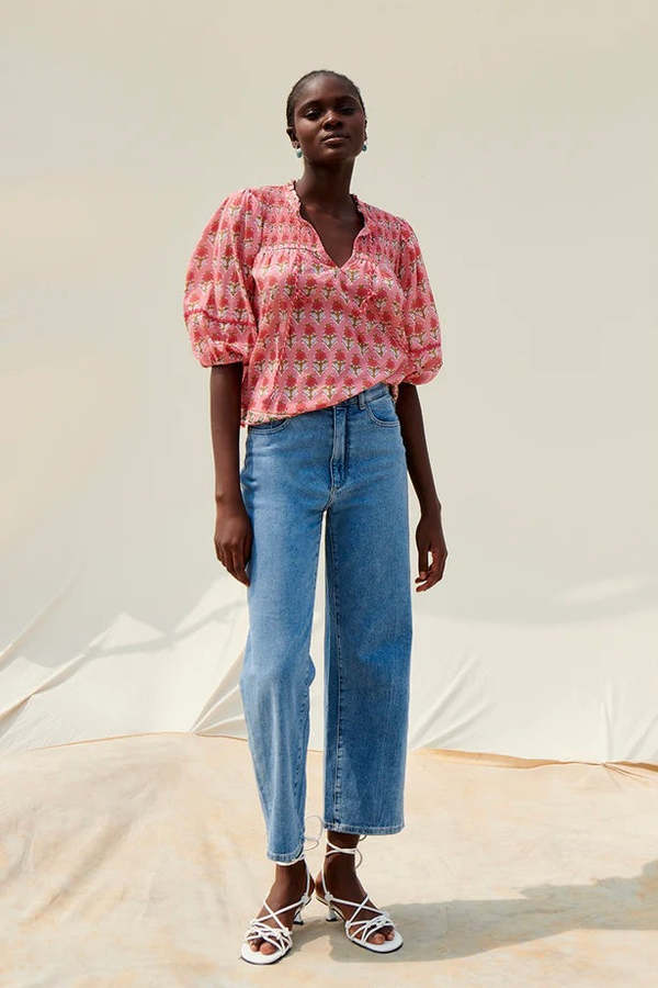 Saylor Davina Top - Dahlia Floral Block Print | Garmentory