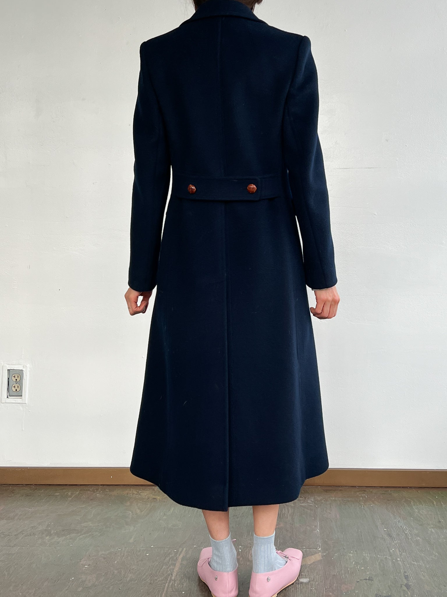 Vintage Blue Wooden Button Coat - Blue | Garmentory