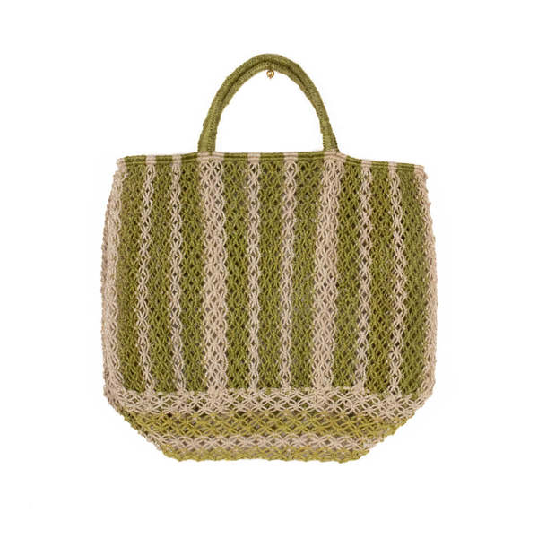 The Jacksons London Bevan Small Stripes Jute Bag - Natural/Fern ...