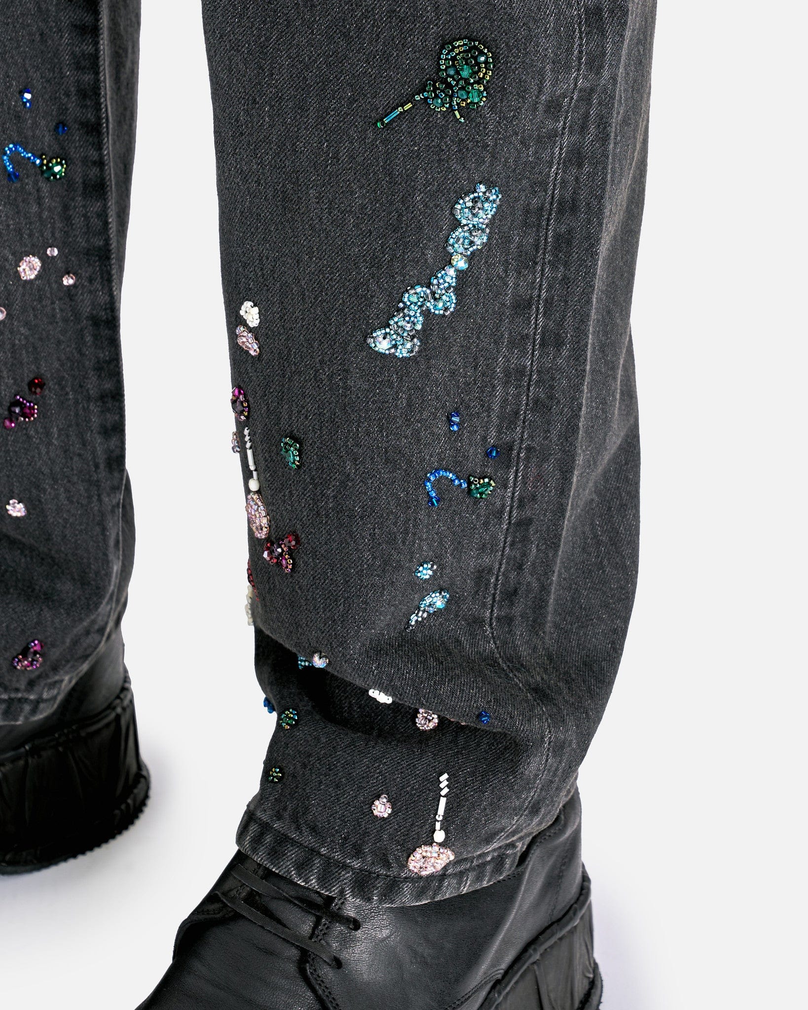Undercover Embroidered Splatter Jeans - Black | Garmentory