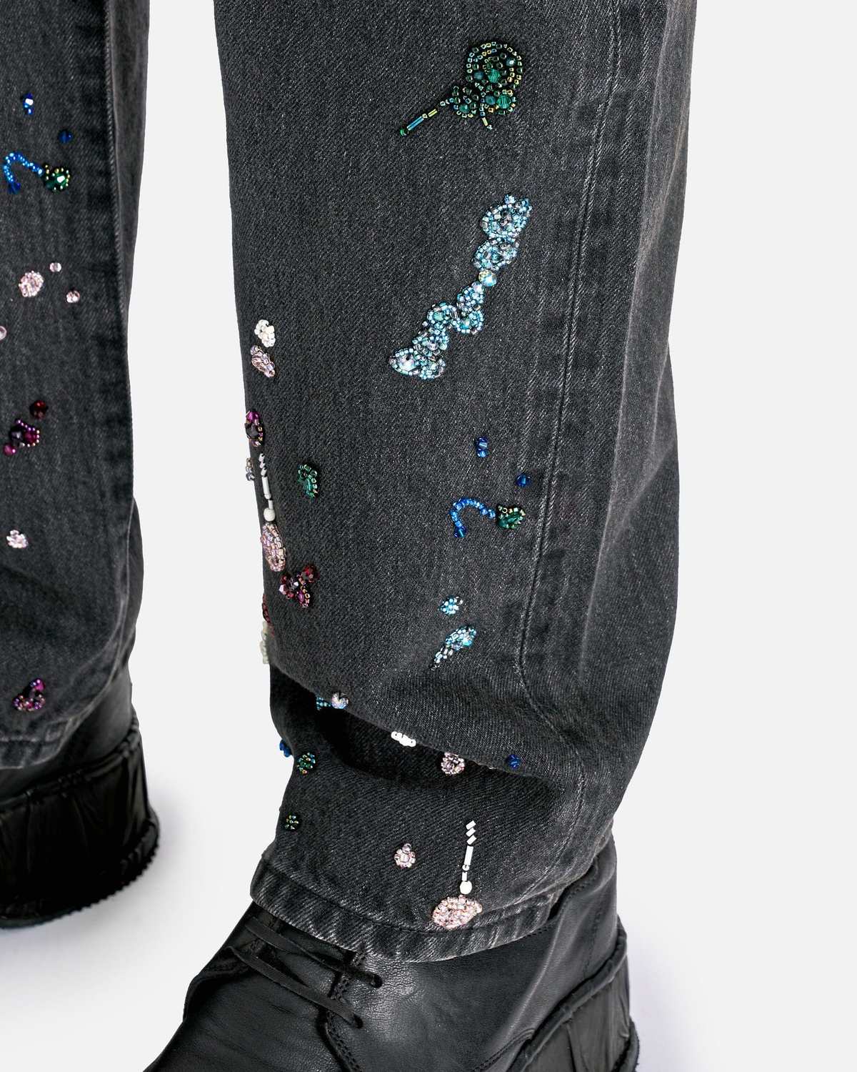 Undercover Embroidered Splatter Jeans - Black | Garmentory