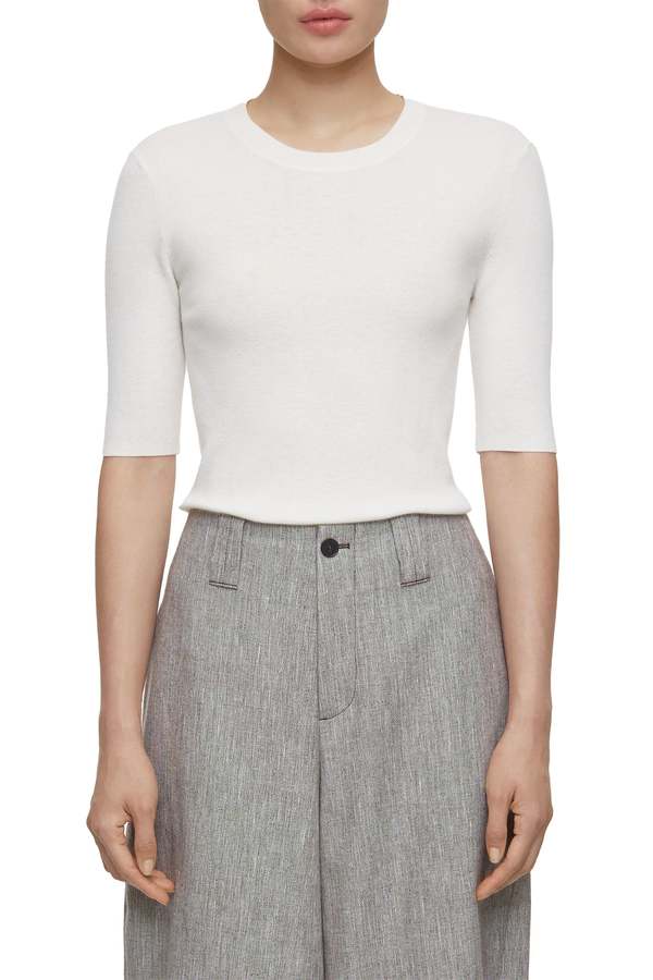 Closed Crew Neck S S Knit Top - Ivory | Garmentory