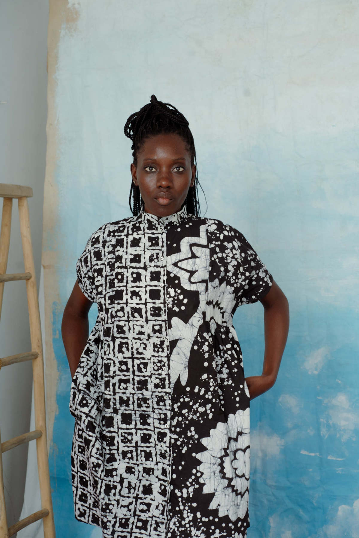 Osei-Duro Bata Dress - Black/White | Garmentory