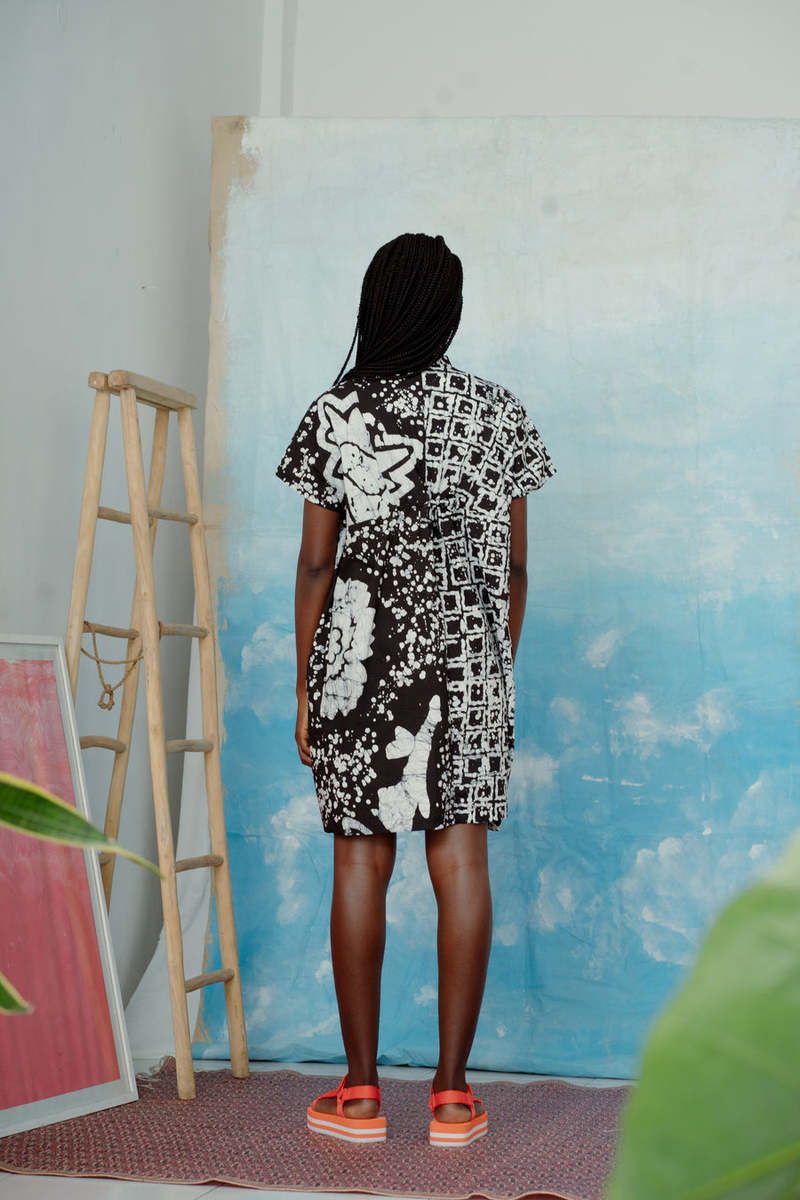Osei-Duro Bata Dress - Black/White | Garmentory