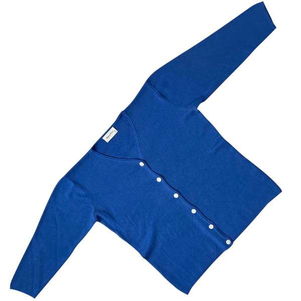 Marco Pecci (Germany) Viscose Blend Interlock Knit Cardigan Blue : S ...