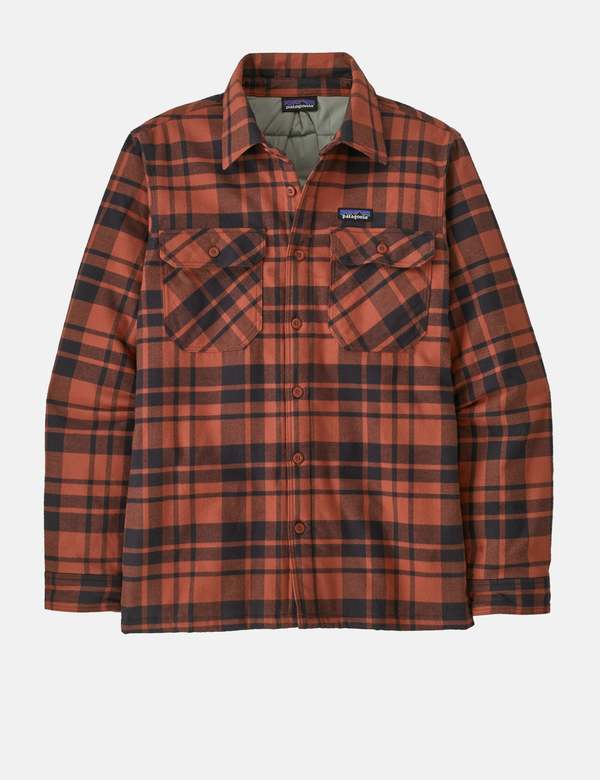 Patagonia Insulated Fjord Flannel Ice Caps Shirt - Burl Red | Garmentory