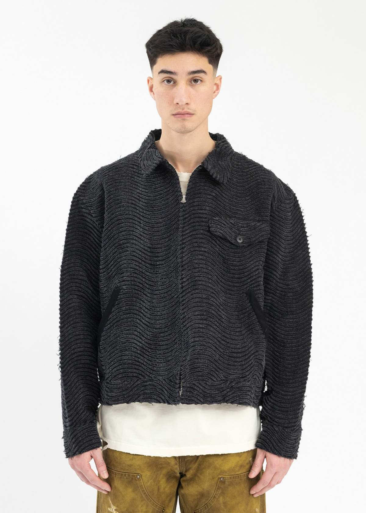 KAMIYA Wave Denim Jacket - Black | Garmentory