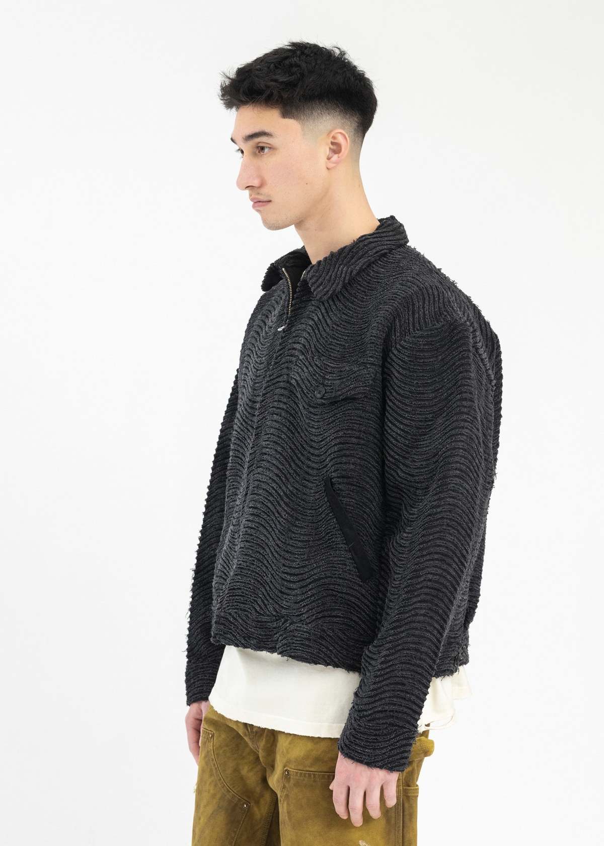 KAMIYA Wave Denim Jacket - Black | Garmentory