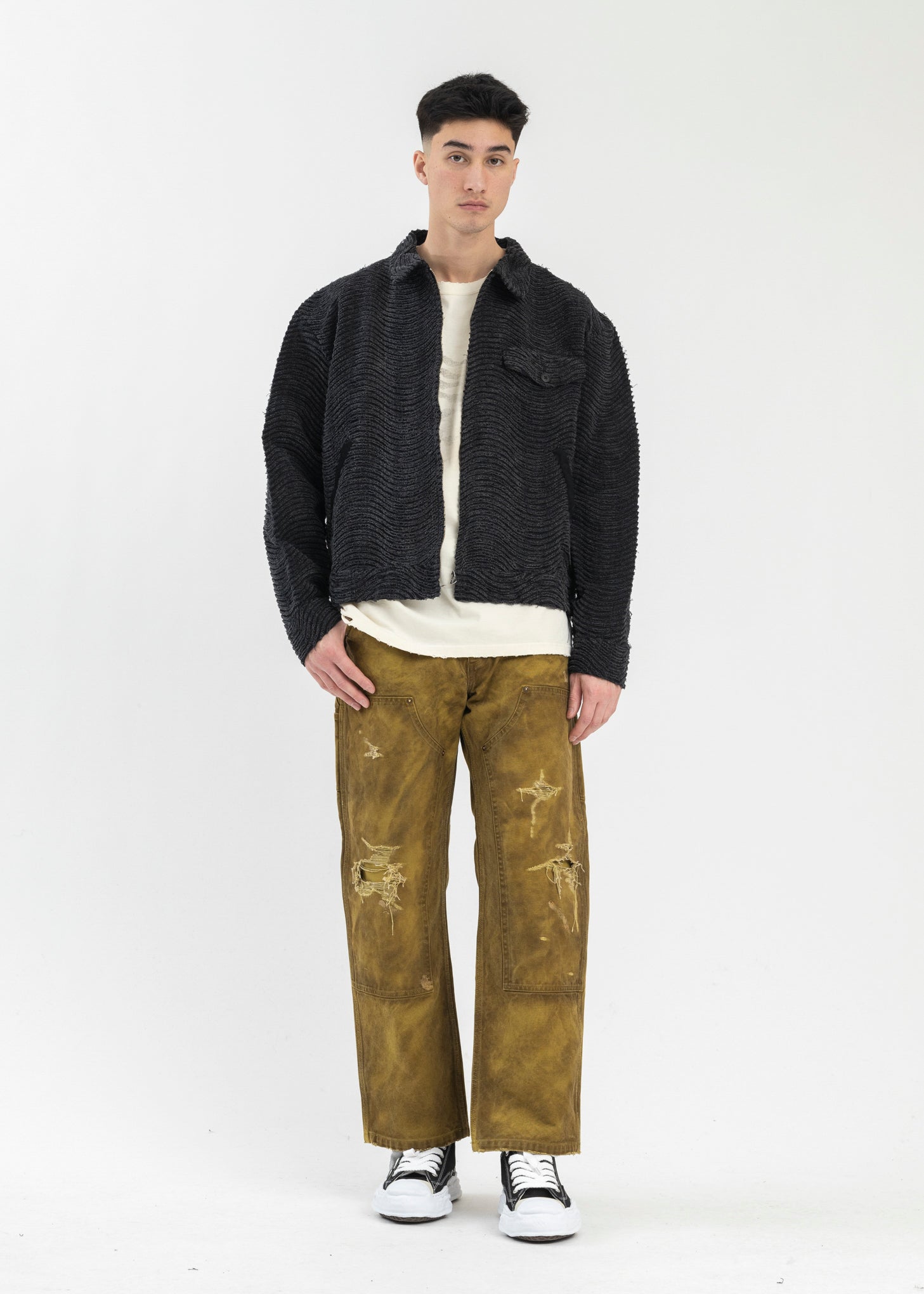 KAMIYA Wave Denim Jacket - Black | Garmentory