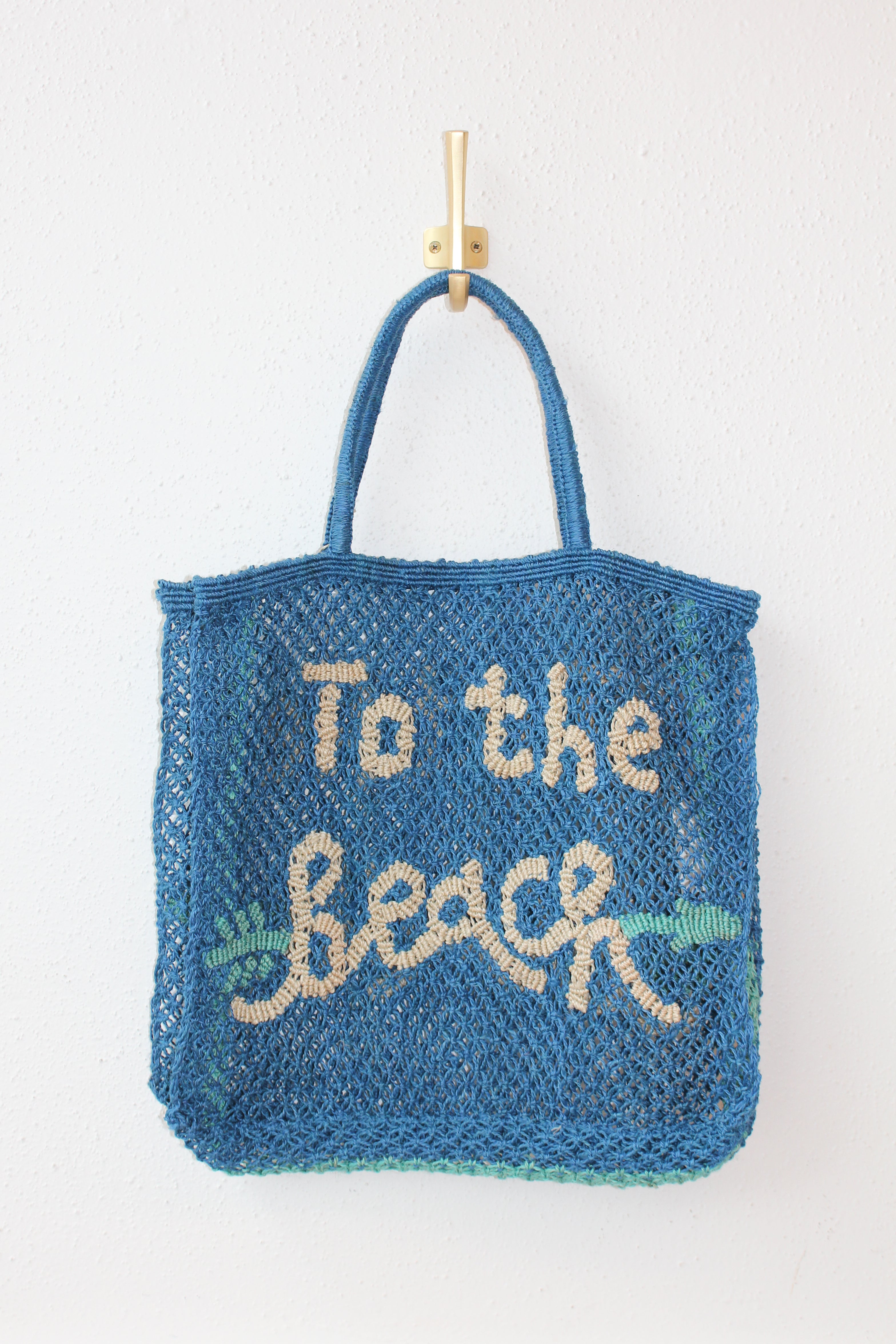 The Jacksons Large To The Beach Jute Bag - Aqua/Natural | Garmentory