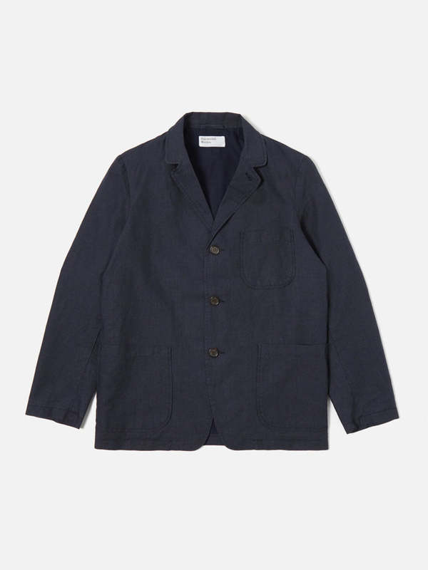 Universal Works Three Button Linen Jacket - Puppytooth Navy | Garmentory