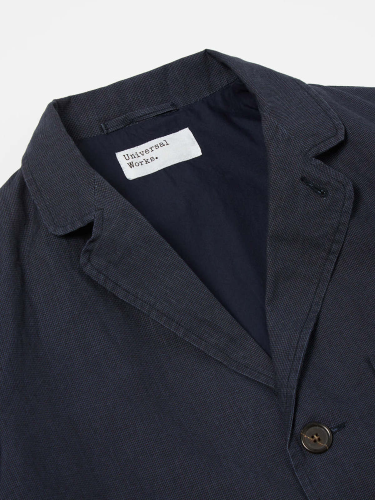 Universal Works Three Button Linen Jacket - Puppytooth Navy | Garmentory