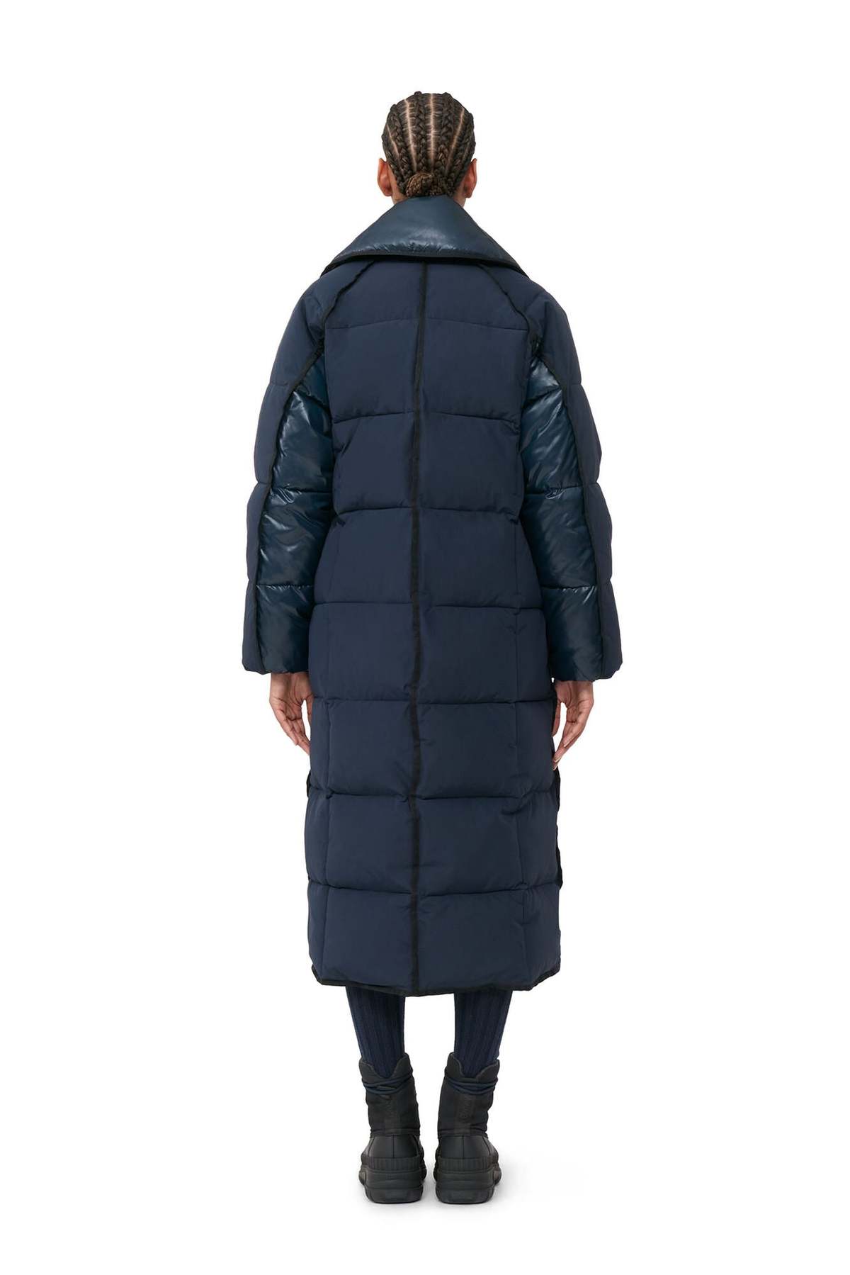 Ganni Mix Puffer Oversized Coat - Sky Captain | Garmentory