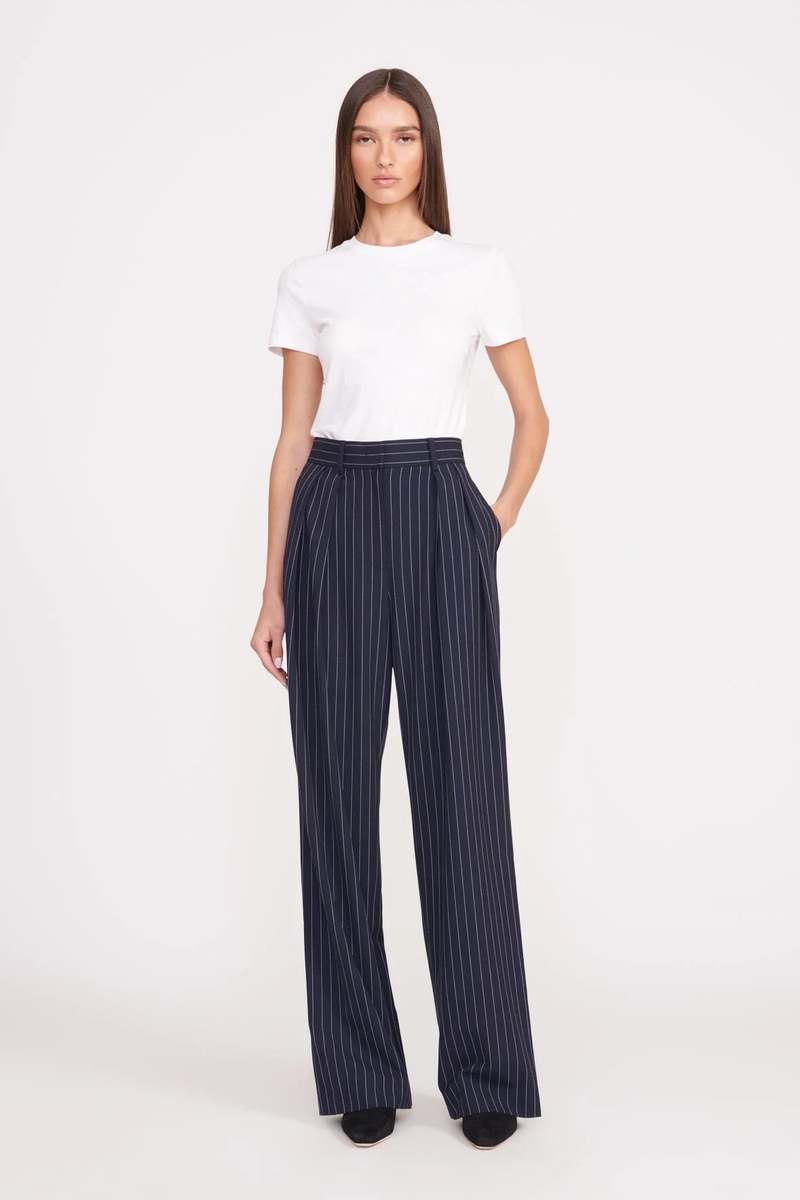 Staud Luisa Pant - Navy Stripe | Garmentory
