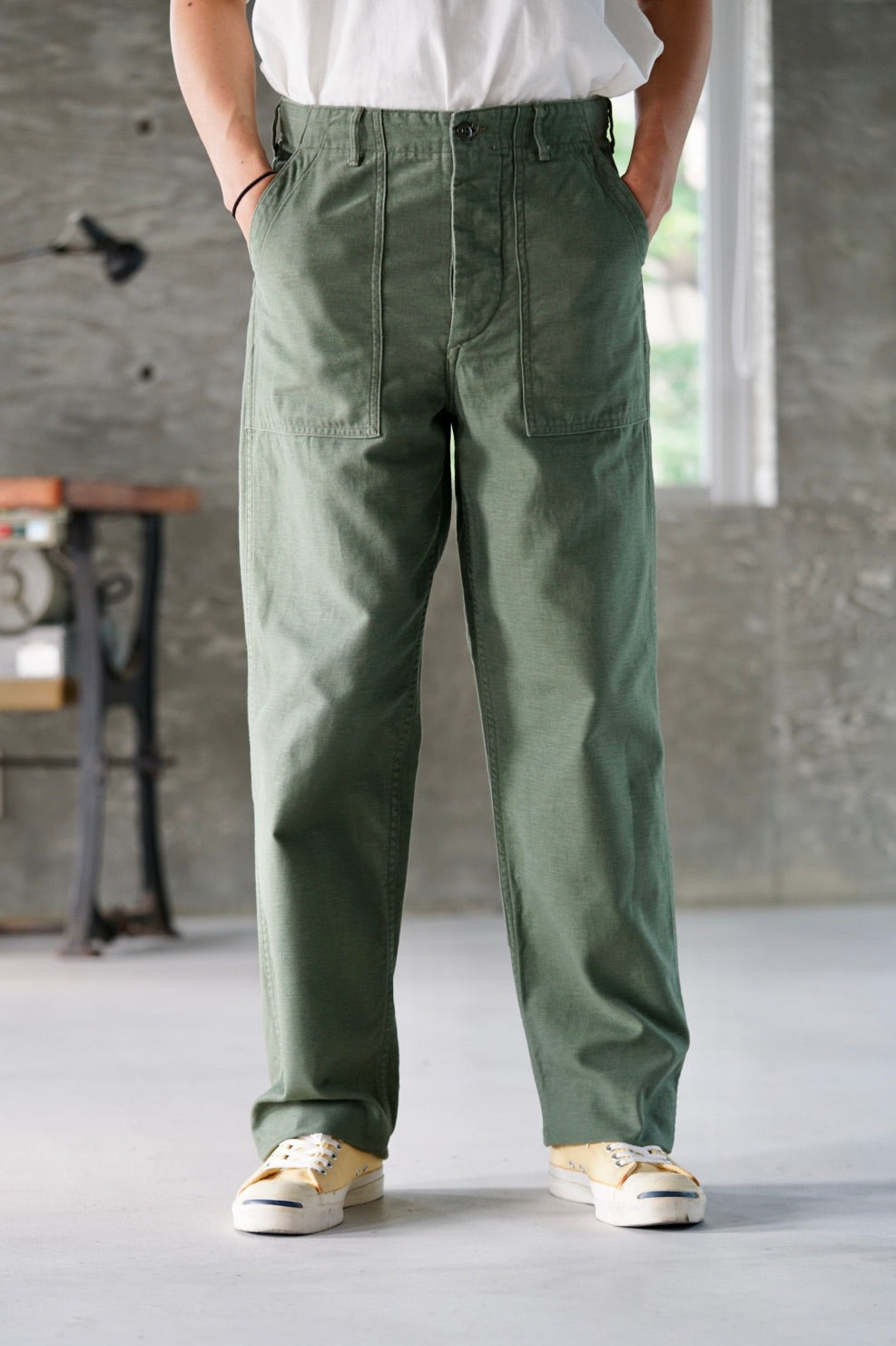 OrSlow US Army Regular Fit Fatigue Pants - Green Reverse Cotton Sateen ...