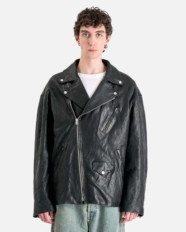 Acne Studios Leather Biker Jacket - Black | Garmentory