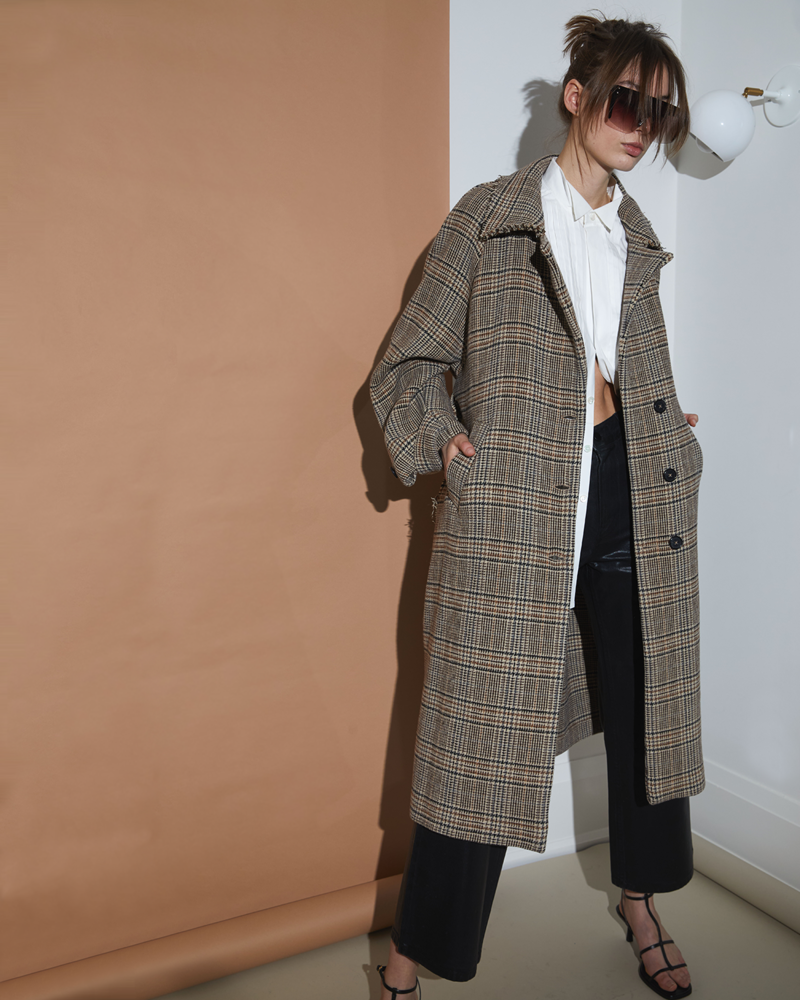 KASSL Pica Overcoat - Camel Check | Garmentory