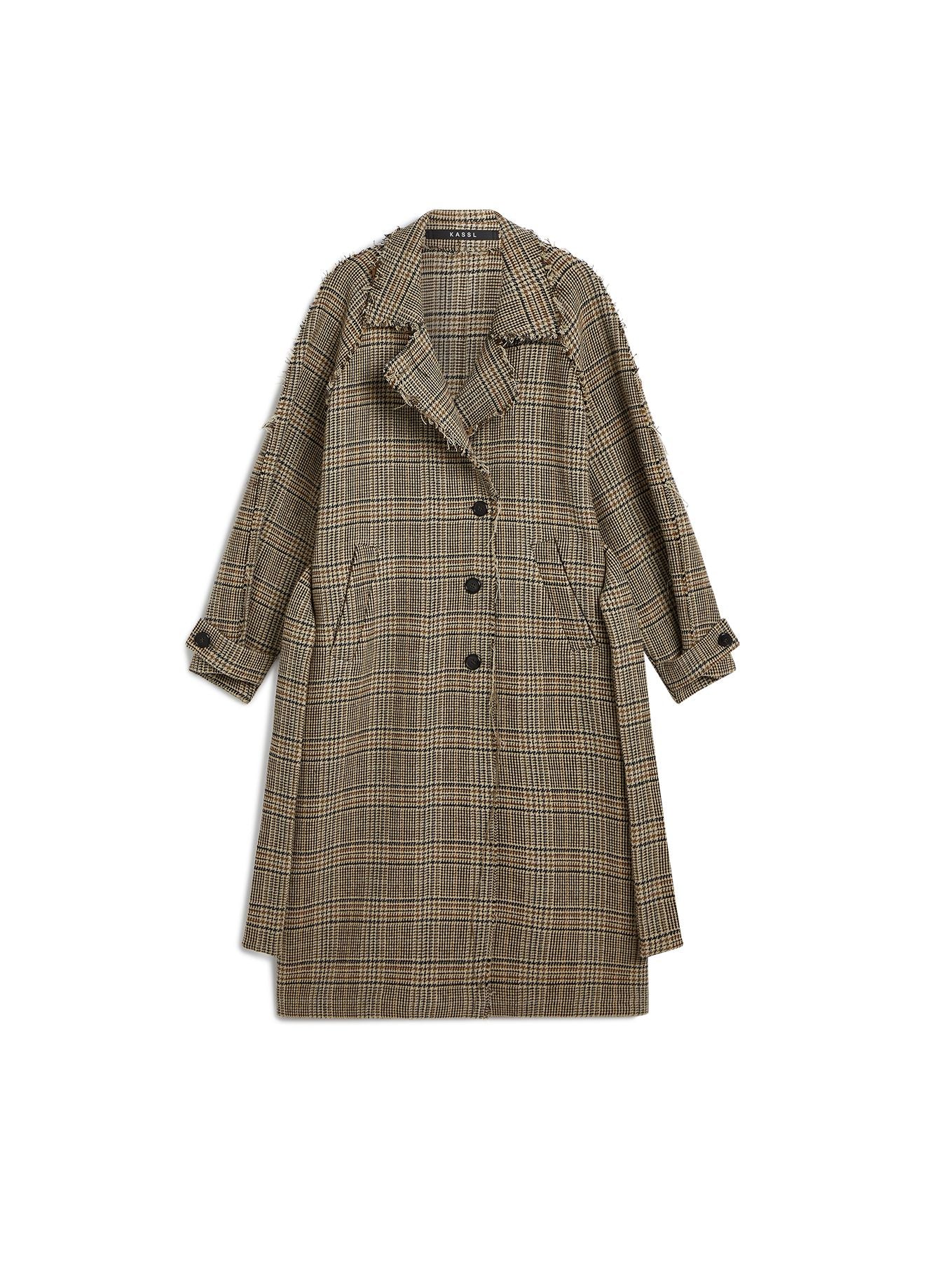 KASSL Pica Overcoat - Camel Check | Garmentory