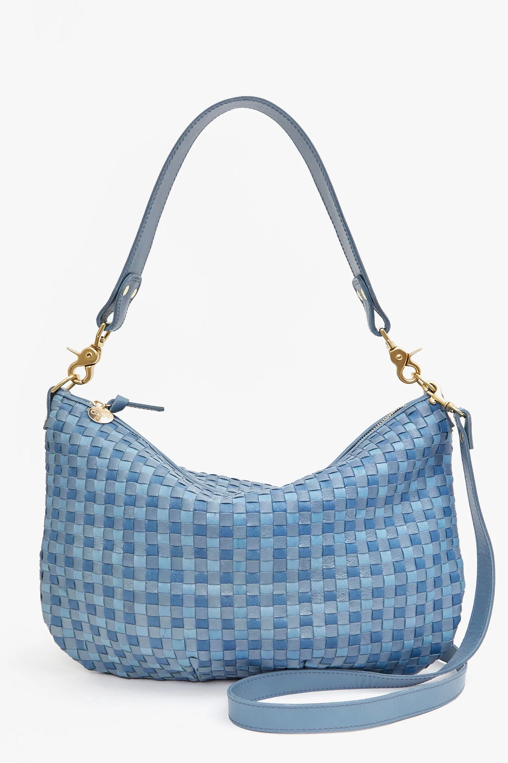 Clare V. Moyen Messenger - Light Blue Woven Checker | Garmentory