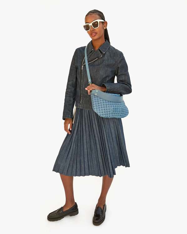 Clare V. Moyen Messenger - Light Blue Woven Checker | Garmentory