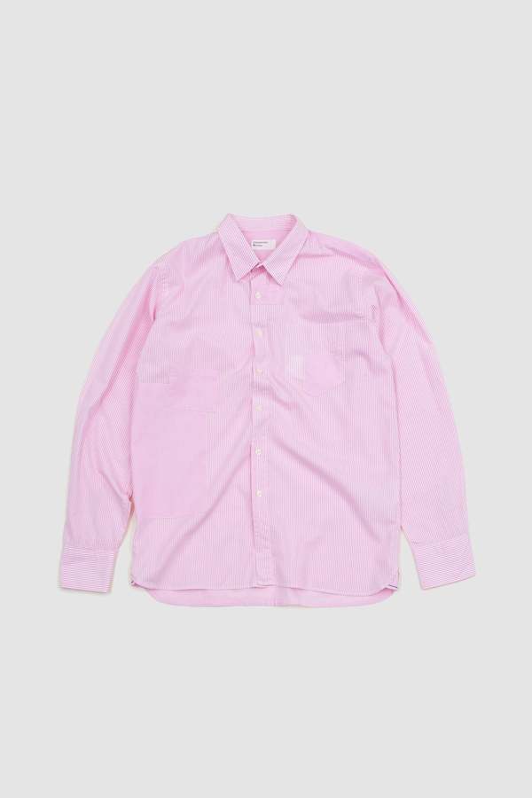 Universal Works Patched Shirt - Pink Stripe Mixed Classic | Garmentory