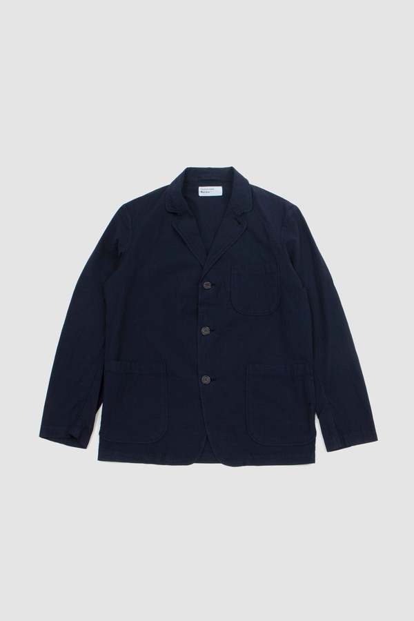 Universal Works Seersucker II Three Button Jacket - Navy | Garmentory