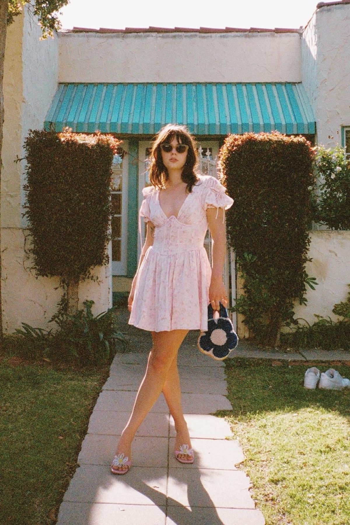 For Love & Lemons Paulina Puff Sleeve Mini Dress - Light Pink | Garmentory