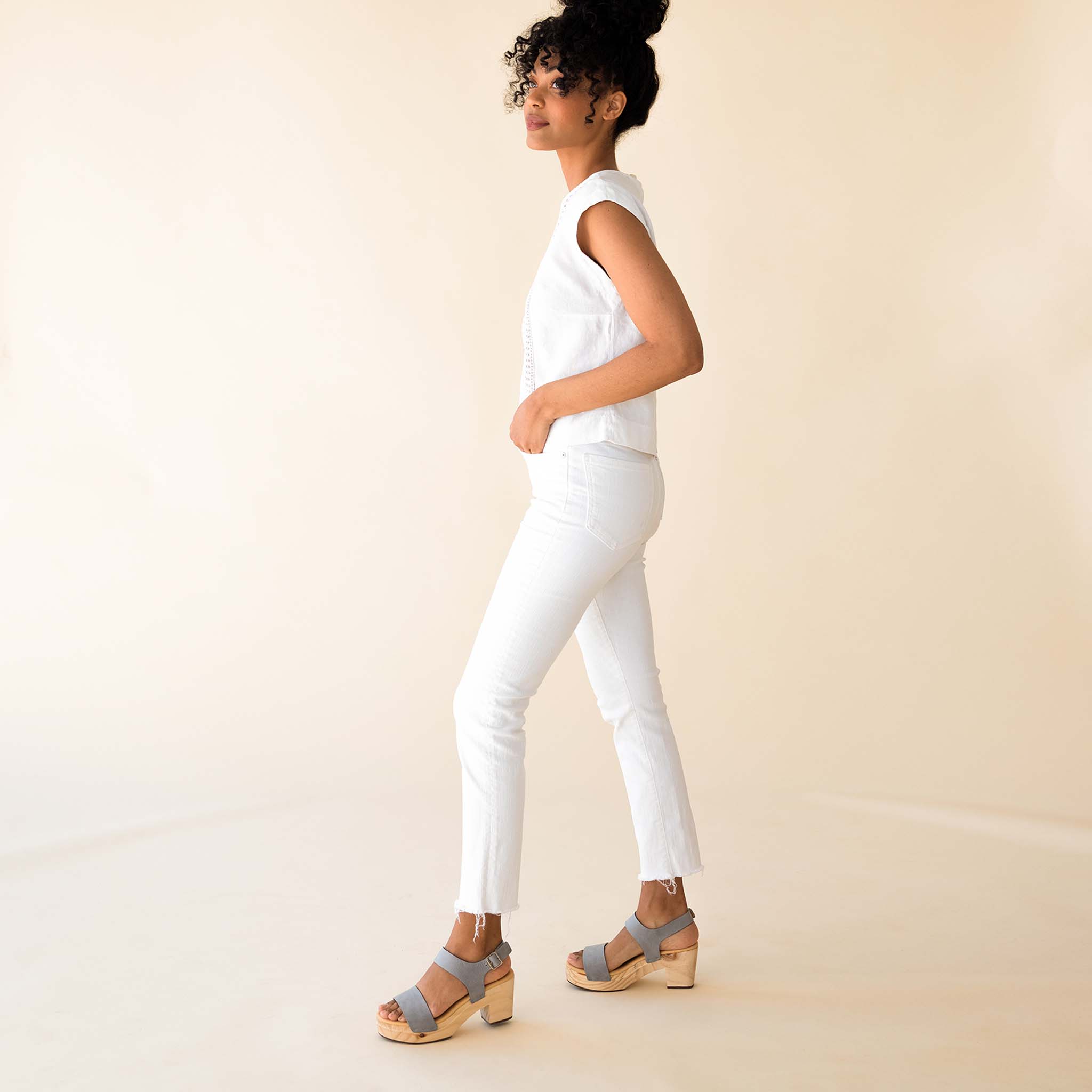 Nisolo All Day Open Toe Clog - Sky Grey | Garmentory