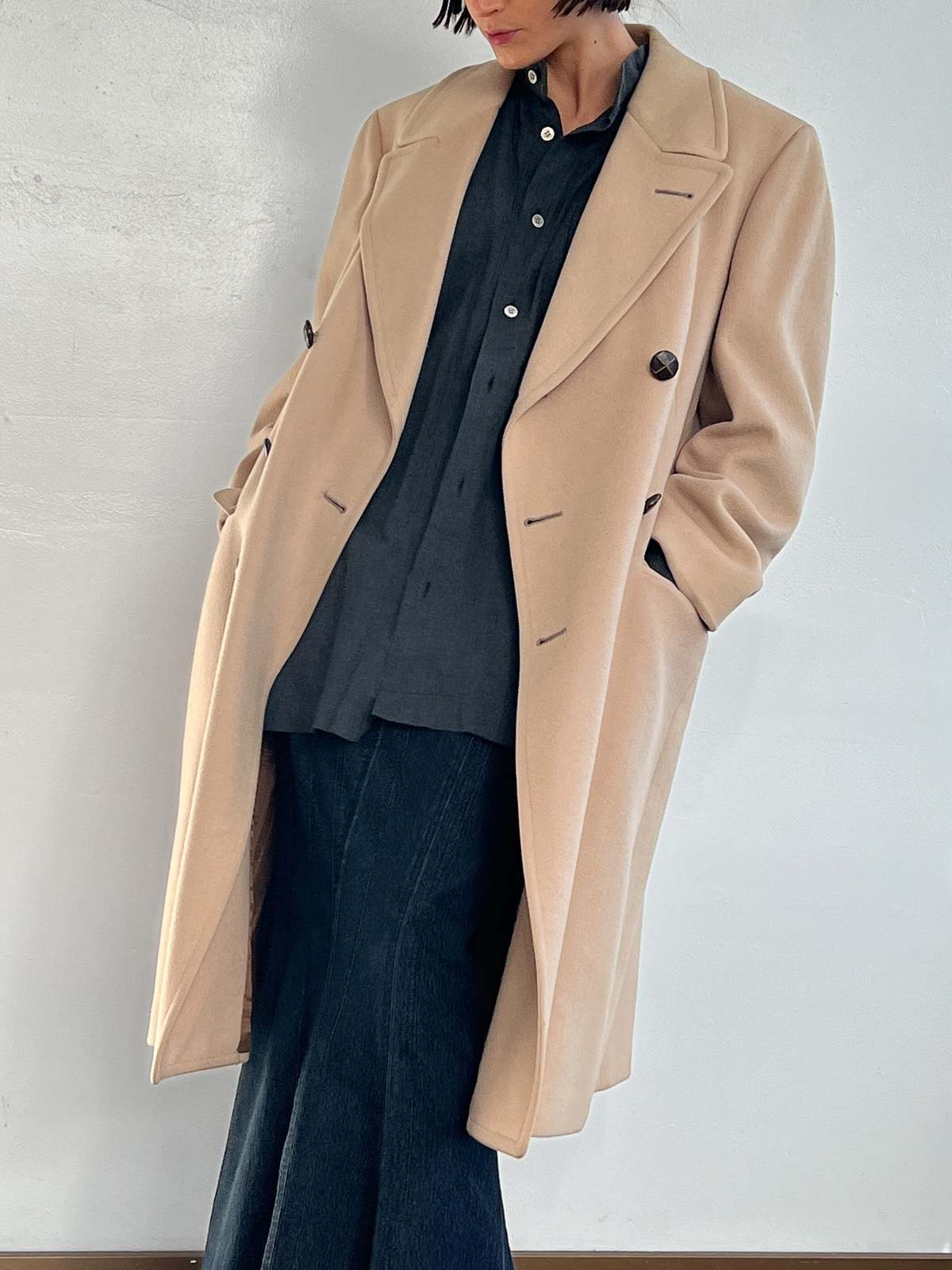 Wool CD Double Breasted Trench - Tan | Garmentory