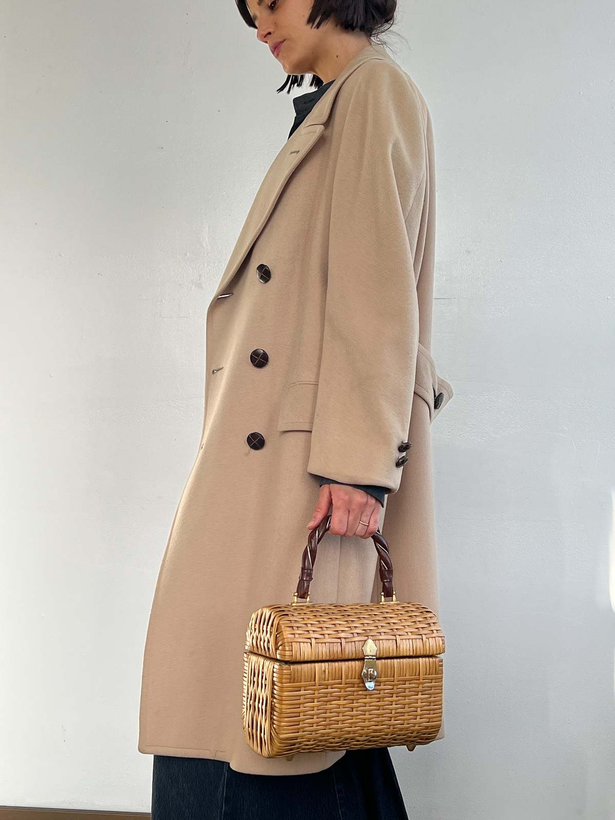 Wool CD Double Breasted Trench - Tan | Garmentory