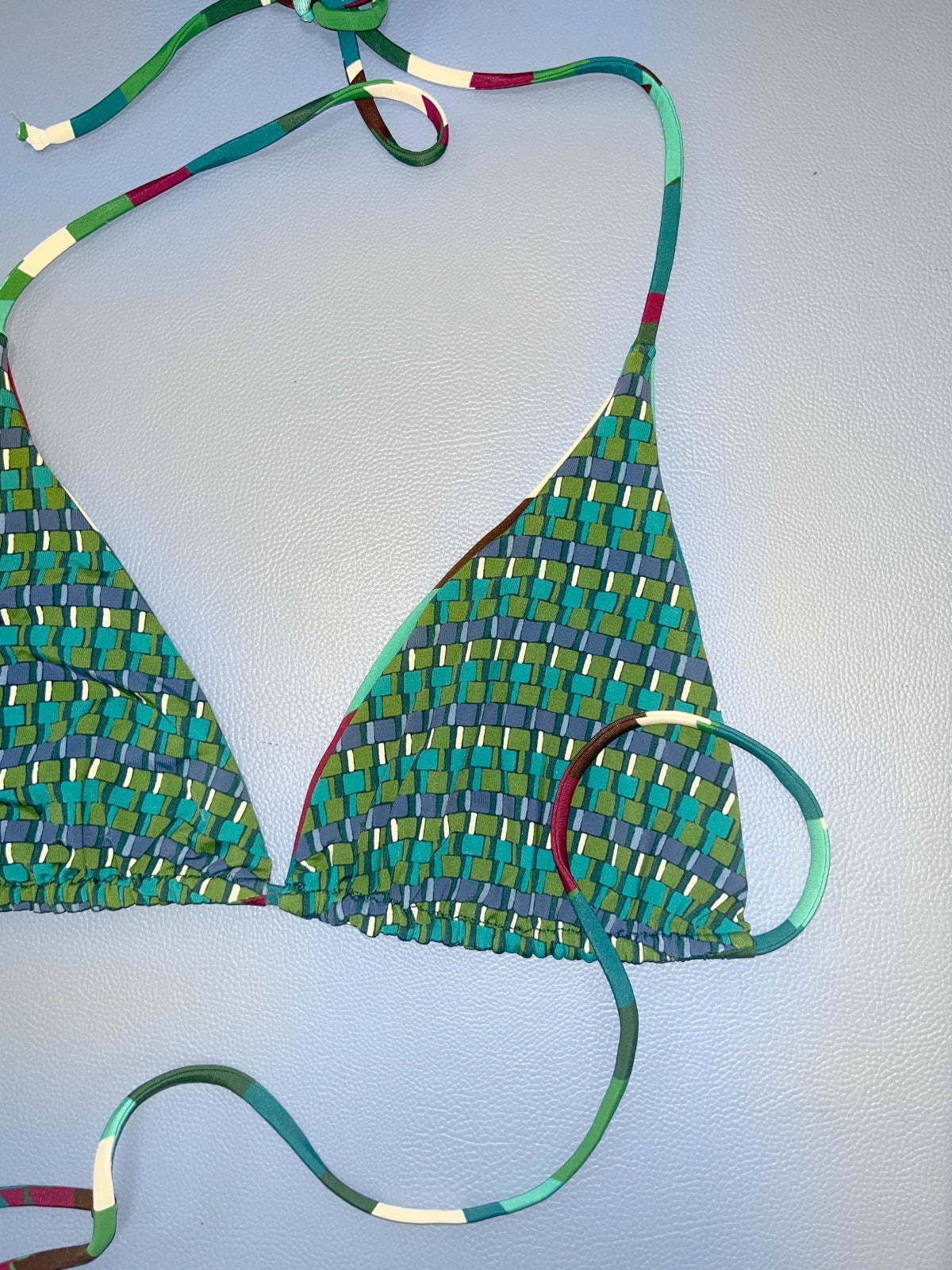 Siyu Dante Beach Reversible Triangle Bikini Top - Blue Multi | Garmentory