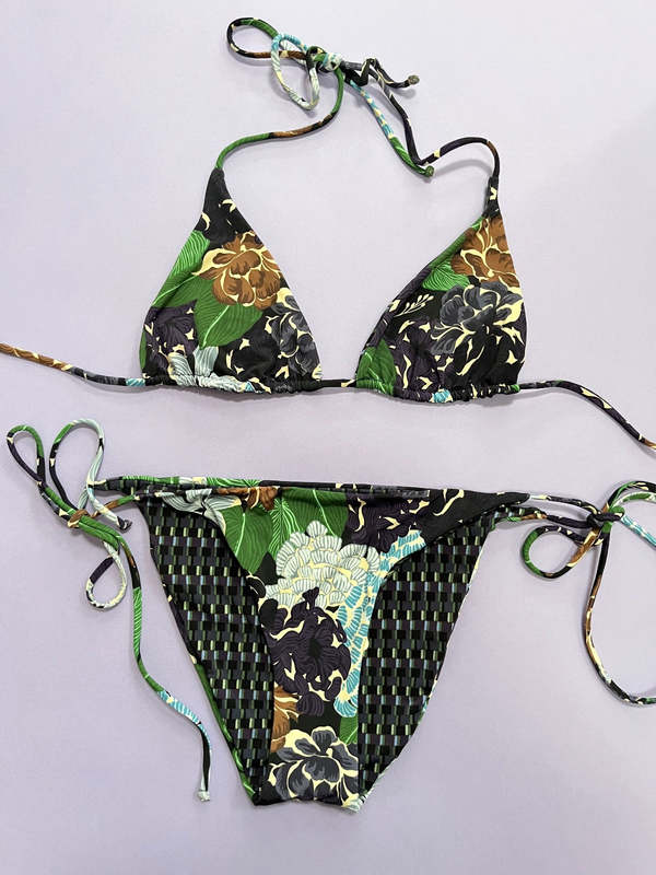 Siyu Pink Beach Reversible Triangle Bikini Top - Floral | Garmentory