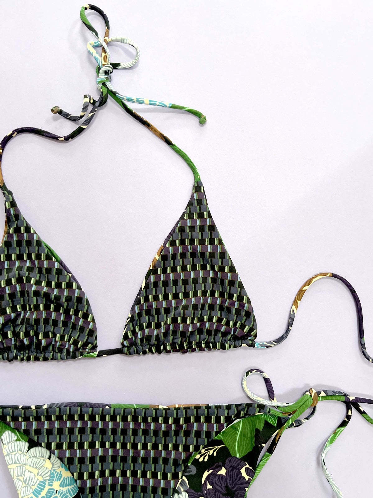 Siyu Pink Beach Reversible Triangle Bikini Top - Floral | Garmentory