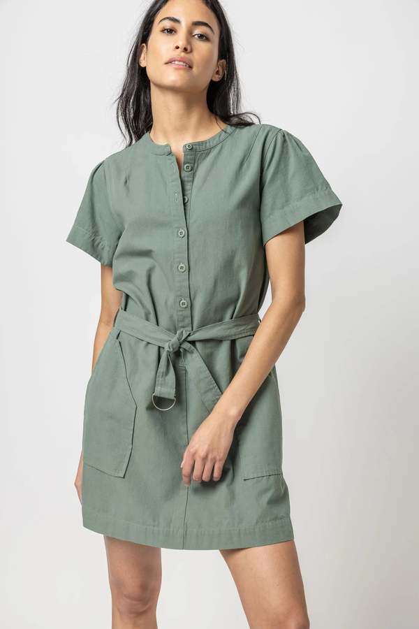 Lilla P Half Placket Canvas Dress - Seagrass | Garmentory