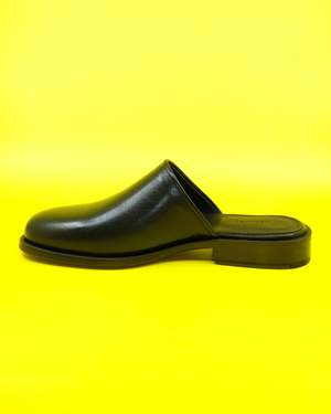 Lemaire Shiny Leather Square Mule - Black | Garmentory