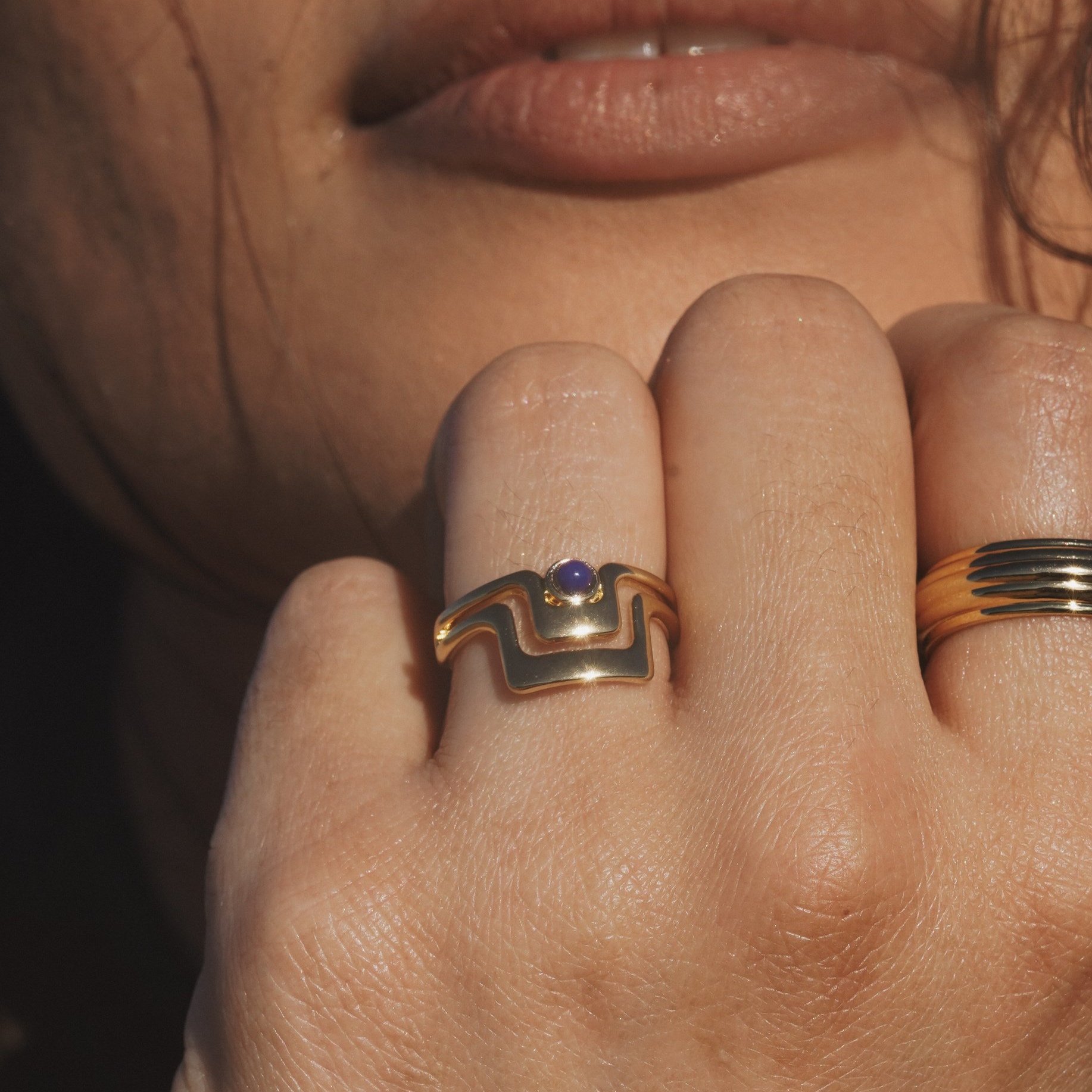 LINDSAY LEWIS Grand Ring - Gold/Blue | Garmentory